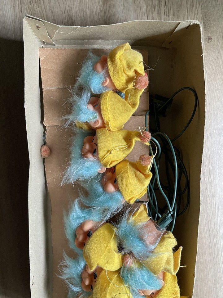 Vtg Christmas Elf Pixie 10 Head String Light Covers IN BOX Japan ...