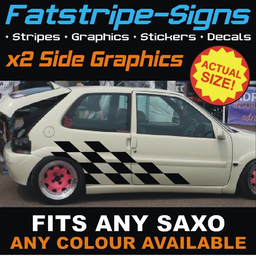 to fit CITROEN SAXO CAR CHECKER GRAPHICS VINYL STRIPES DECALS STICKERS ...