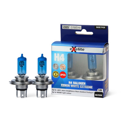 Exelite Halogen H4 Xenon White Extreme Globes (2PK) 12V 60/55W P43t ...