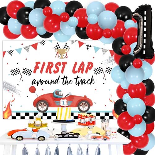 Race Car Decorations Justice's Two Fast 2 Curious Race Car Themed