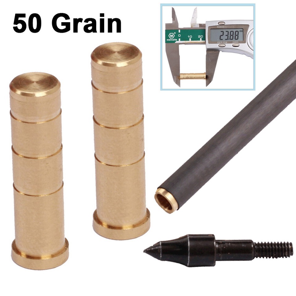 24Pcs 50 Grain Screw Copper Brass Arrow Inserts Fit for ID.244/6.2mm ...