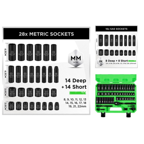 Durable SWANLAKE 3/8" Drive 50-Piece Socket Set with Customized Storage ...