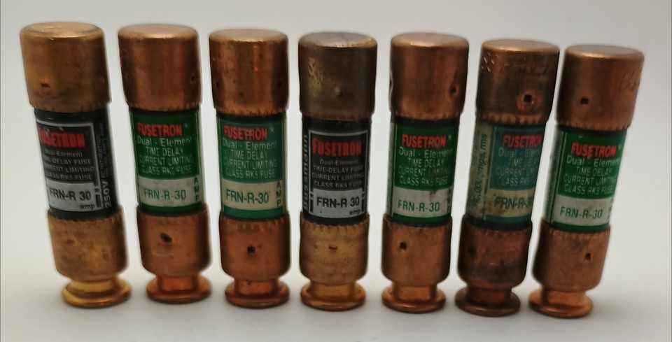 Nice Lot 7 Bussmann Fusetron FRN-R-30 Amp Fuses Class RK5 250 Volts All ...