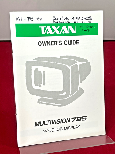 Owner's Guide for the Taxan Multivision 795 14" Colour Display Monitor ...