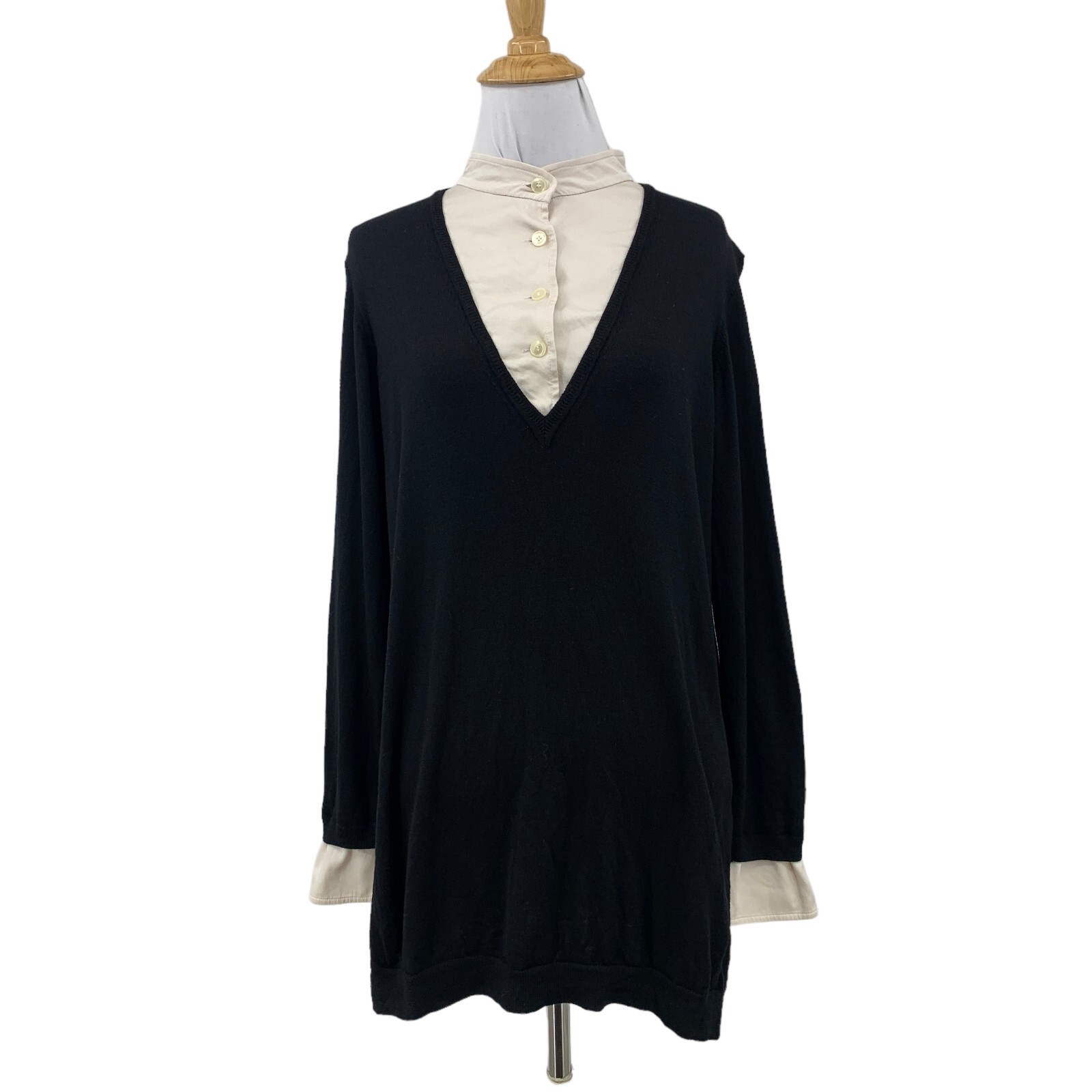 St John Sweater Womens M Medium Wool Silk Blend Contrast Layered Twofer ...