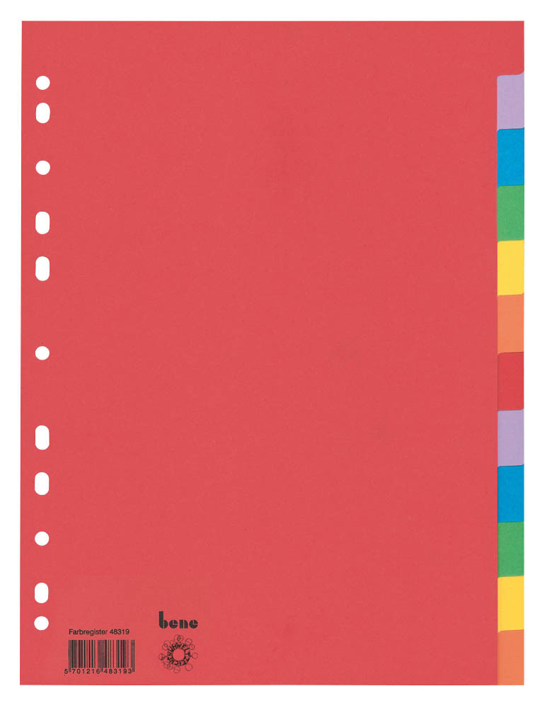 Bene Ordner Register blanko farbig Karton DIN A4 6 teilig od. 12 teilig ...