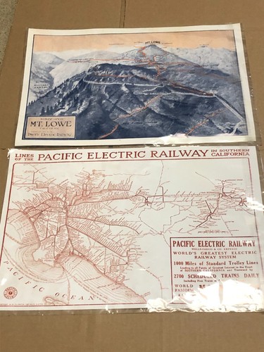LOT OF 2 MT LOWE PACIFIC ELECTRIC RAILWAY POSTER MAPS | eBay