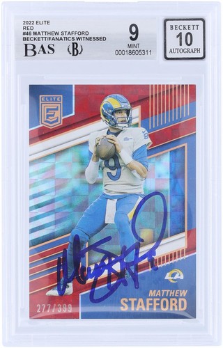 Matthew Stafford Rams Signed 2022 Panini Donruss Elite #46 #/399 BAS 9/ ...