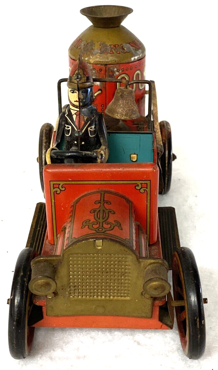 MODERN TOYS 1912 MODEL FIRETRUCK,RARE LONG VERSION 8 1/4"METAL,ENGINE ...