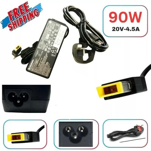 GENUINE LENOVO LAPTOP CHARGER RECTANGLE TIP 20V - 4.5A, 90W WITH POWER ...