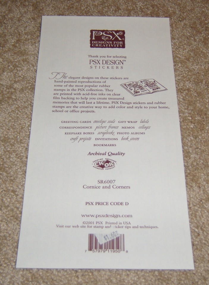 PSX Designs Sticker Sheet ~ Vintage Columns, Cornice and Corners | eBay