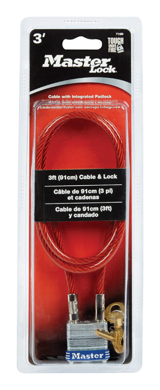 MASTER LOCK 3/16" x 36" Steel 4-Pin Cylinder Locking Braided Steel ...