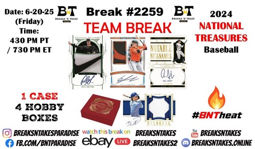 NEW YORK YANKEES 2024 National Treasures Baseball CASE 4 BOX Break ...