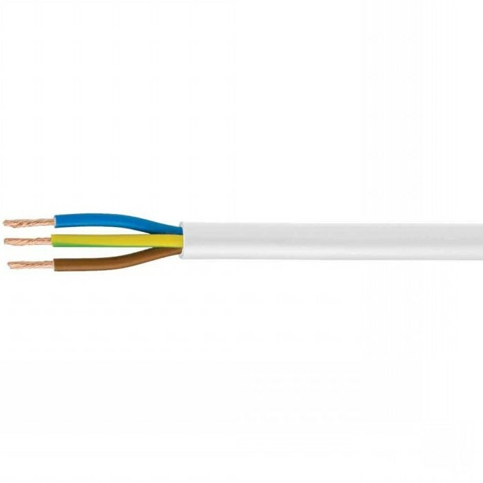 White 3 Core Flex 0.5mm 0.75mm 1.0mm 1.5mm 2.5mm Mains Wire Cable ...