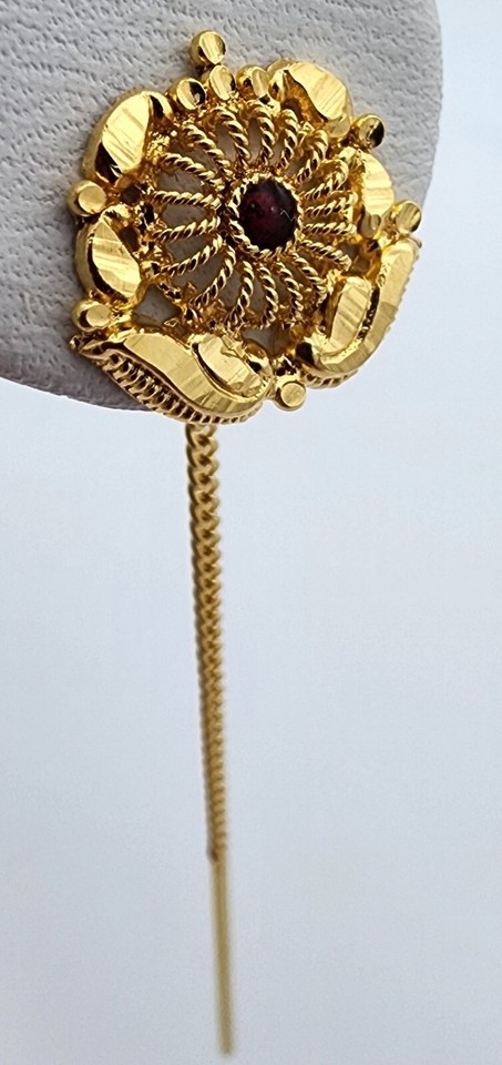 20k .833 Gold Red Enamel Cannetille India Threader Earrings Au 2302 | eBay