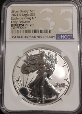 2021-S Silver Eagle Landing T-2, Reverse Proof, Early Release, Silver ...