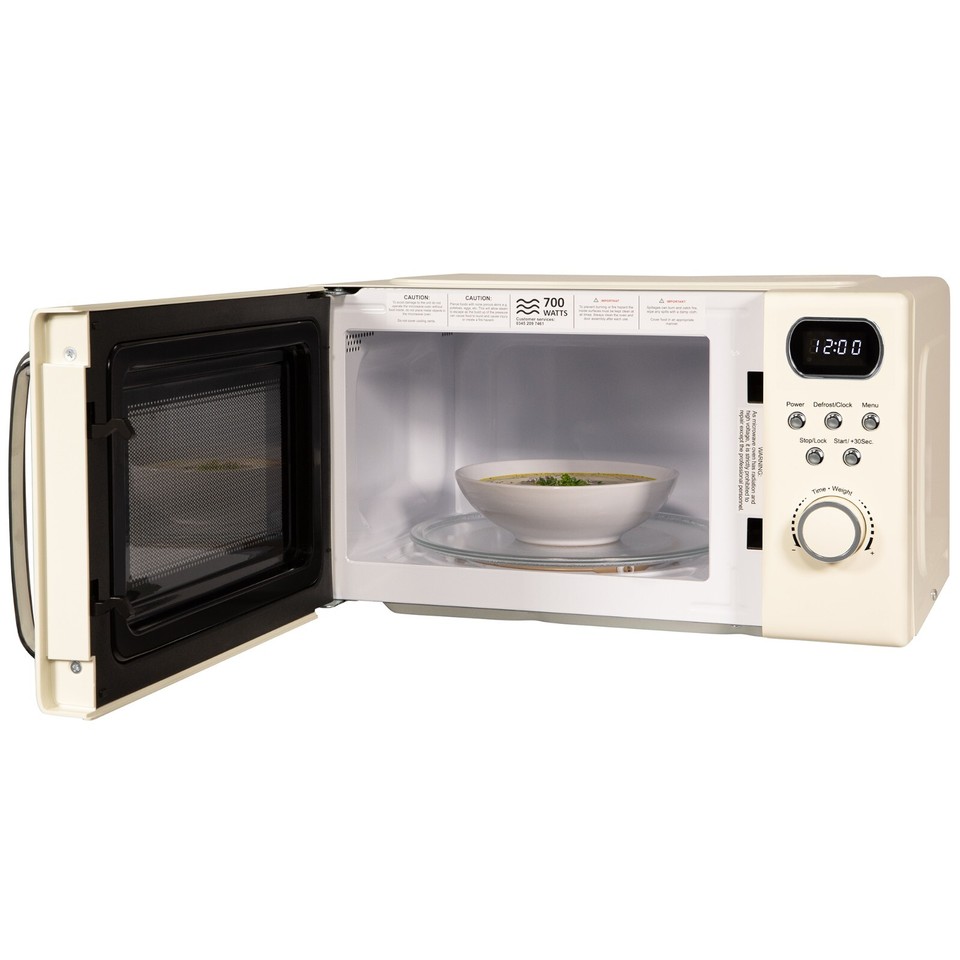 Abode Retro Cream Microwave 20L 700W Digital 8 Auto Cook Settings ...