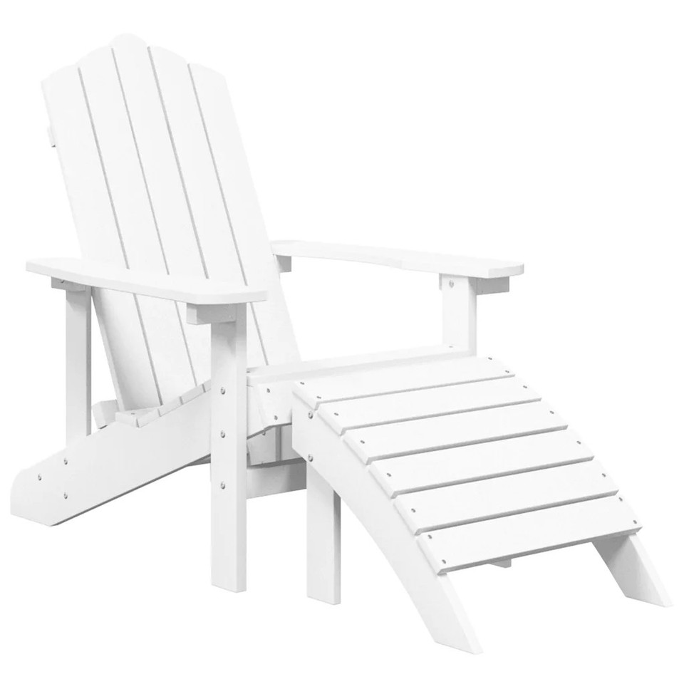 Garden Adirondack Chairs 2 pcs with Footstools Outdoor Furniture White ...