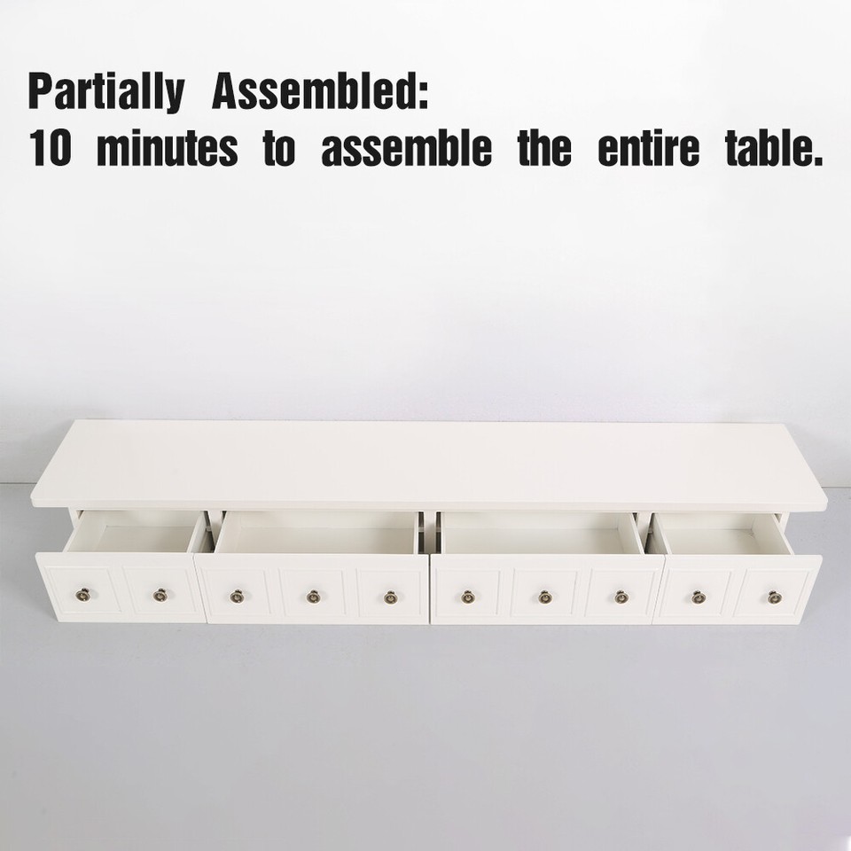 Console Table Extra Long Entryway Table with 4 Drawers Storage Shelf ...