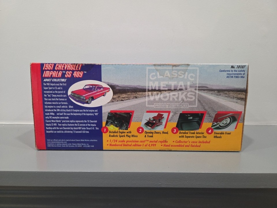 Classic Metal Works 10107 1/24 Scale 1961 Chevrolet Impala SS 409 ...