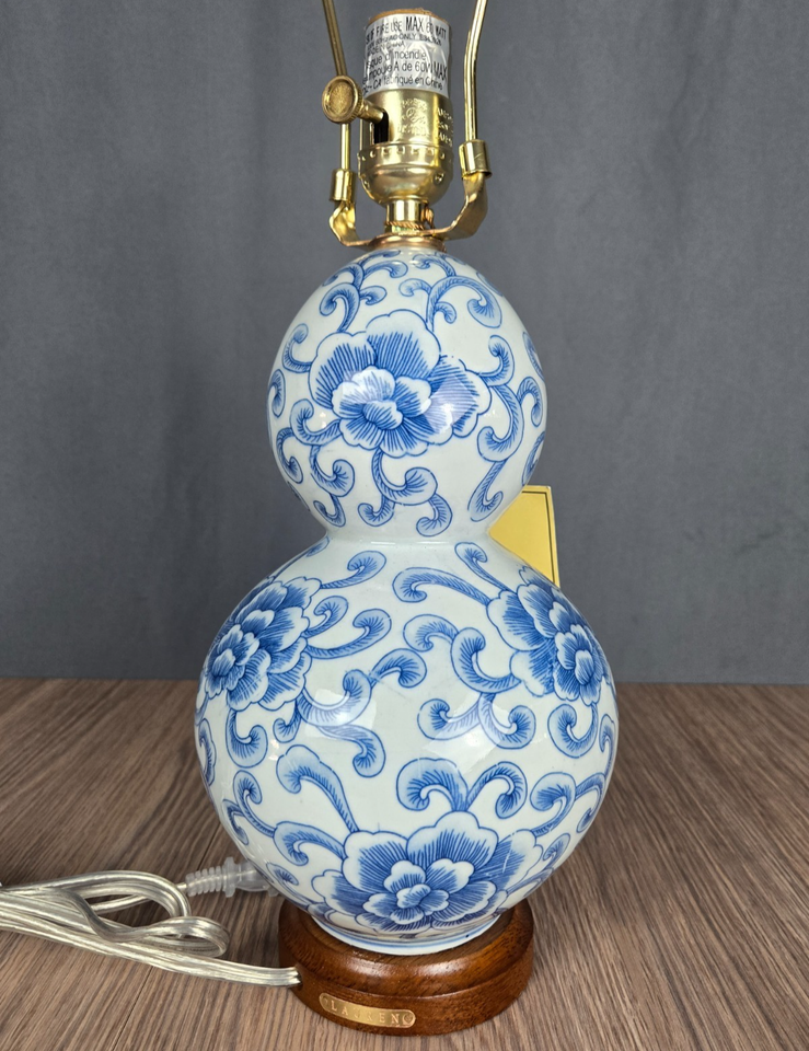 Ralph Lauren chinoiserie blue & white porcelain gourd table lamp, 20.75 ...