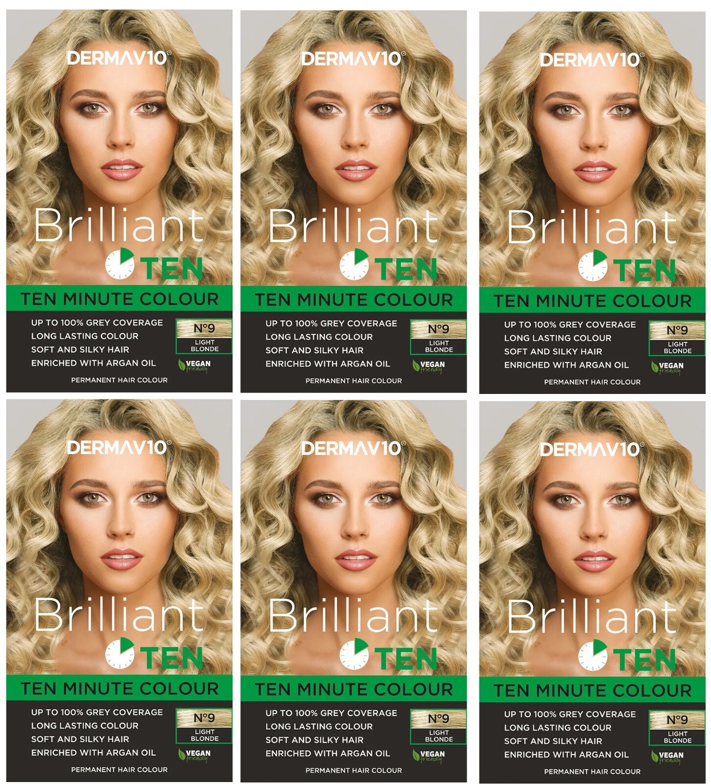 6x DERMA V10 Brilliant Ten LIGHT BLONDE -Permanent Hair Colour | Vegan ...