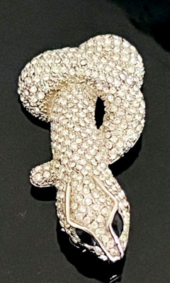 GORGEOUS VINTAGE SNAKE RHINESTONES SILVER TONED BIG BROOCH. | eBay