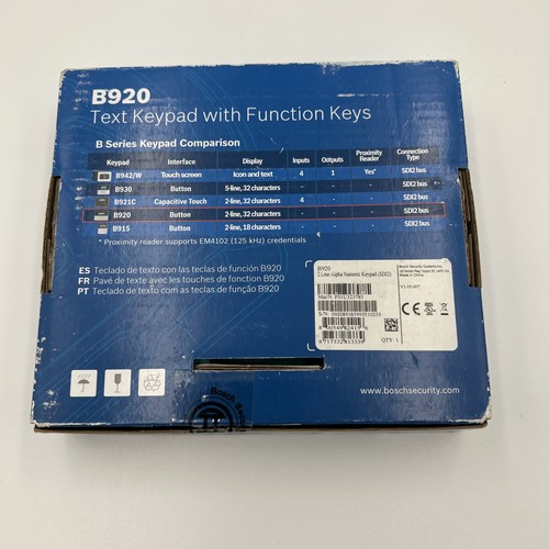 Bosch B920 2-Line Alphanumeric Intrusion LCD Keypad, SD12 Bus ...