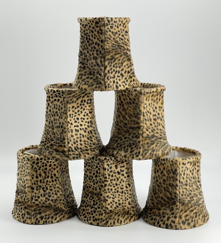 Mini Lamp Shades Chandelier Faux Fur Animal Print Cheetah Set Of Six | eBay
