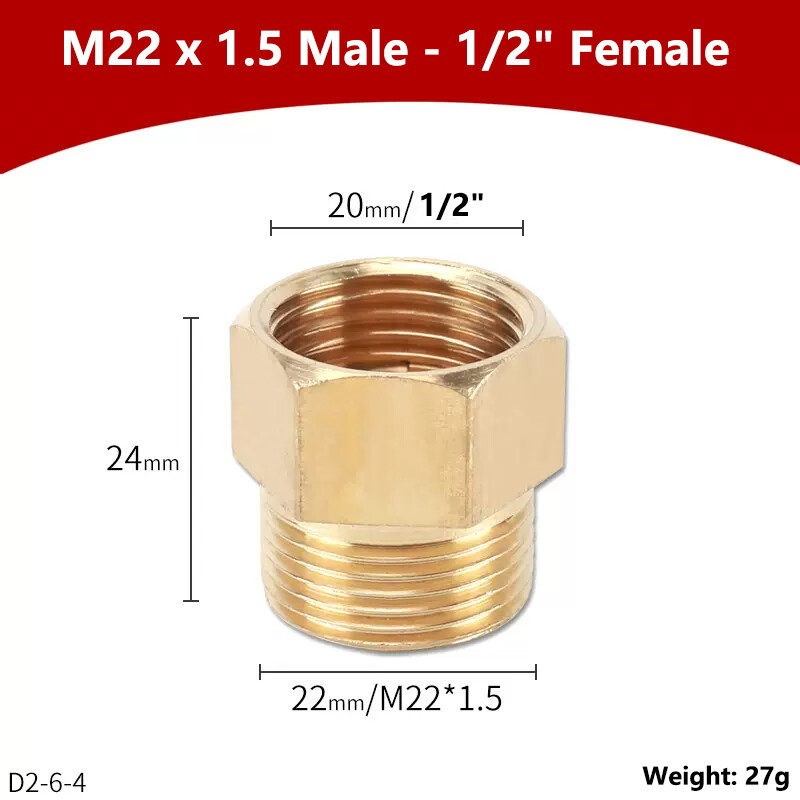 M22x1.5 to 1/2" BSP Thread Brass Pipe Fitting Adapter for Agriculture ...