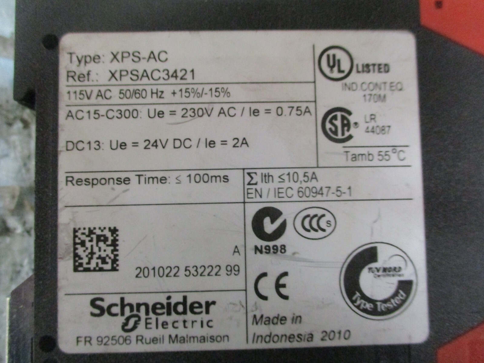 Schneider XPS-AC PREVENTA Safety Relay Module 115VAC Schneider XPS-AC ...