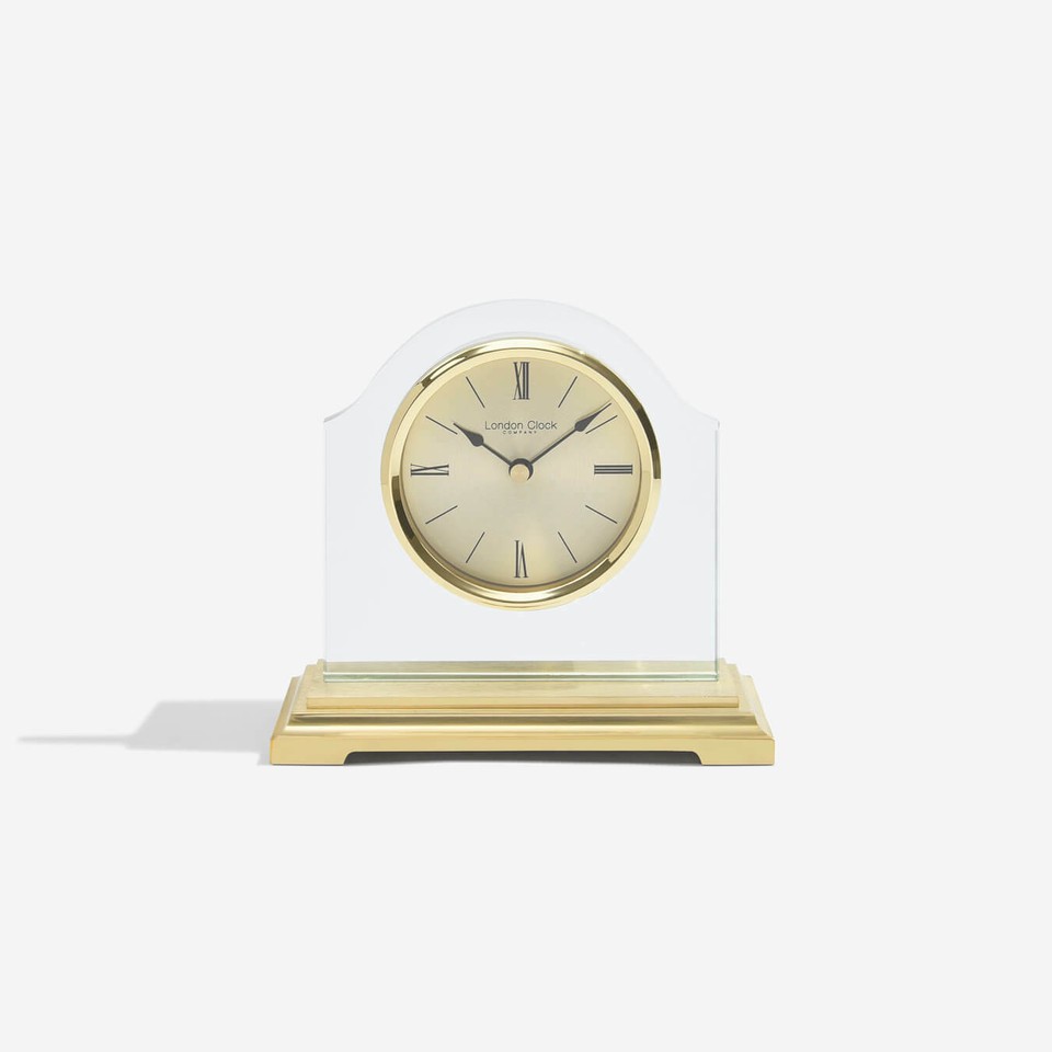 Gold Tone with Glass Break Arch Mantel Clock by London Clock Co. 03149 ...
