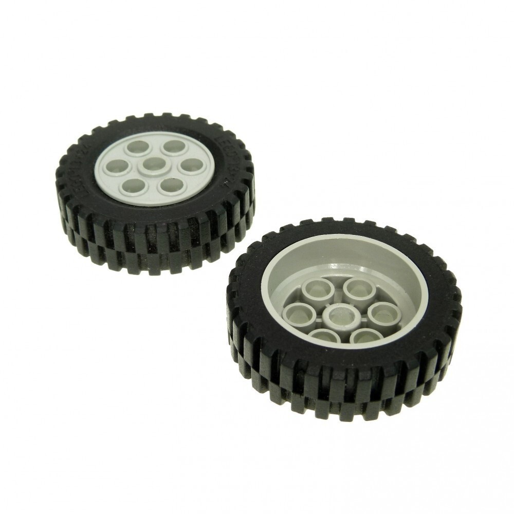 2x Lego Technic Rad 30x13 schwarz Felge 13x24 alt-hell grau 2696 ...