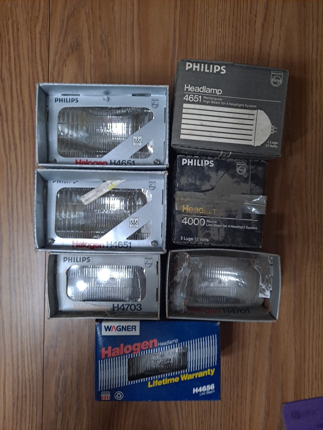 Lot of 7 NOS Incandescent Rectangular Headlight GLASS 4651 4701 4656 ...