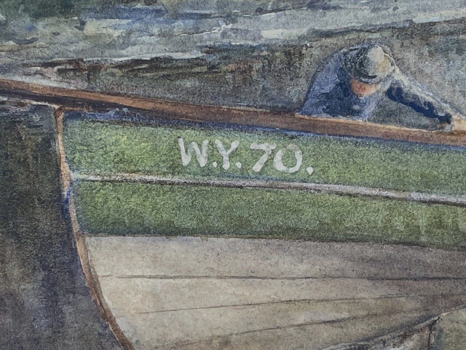 Antique Watercolor Painting Fred E. Graham Listed Artist Fishing Boat ...
