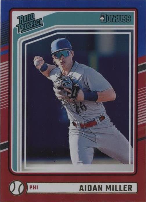 2024 Panini Donruss - Rated Prospects Aidan Miller #101 Red & Blue (RC ...