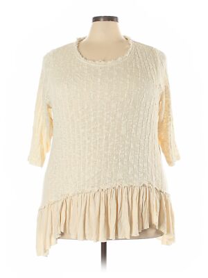 Indigo Thread Co. Women Ivory Short Sleeve Top 3X Plus | eBay
