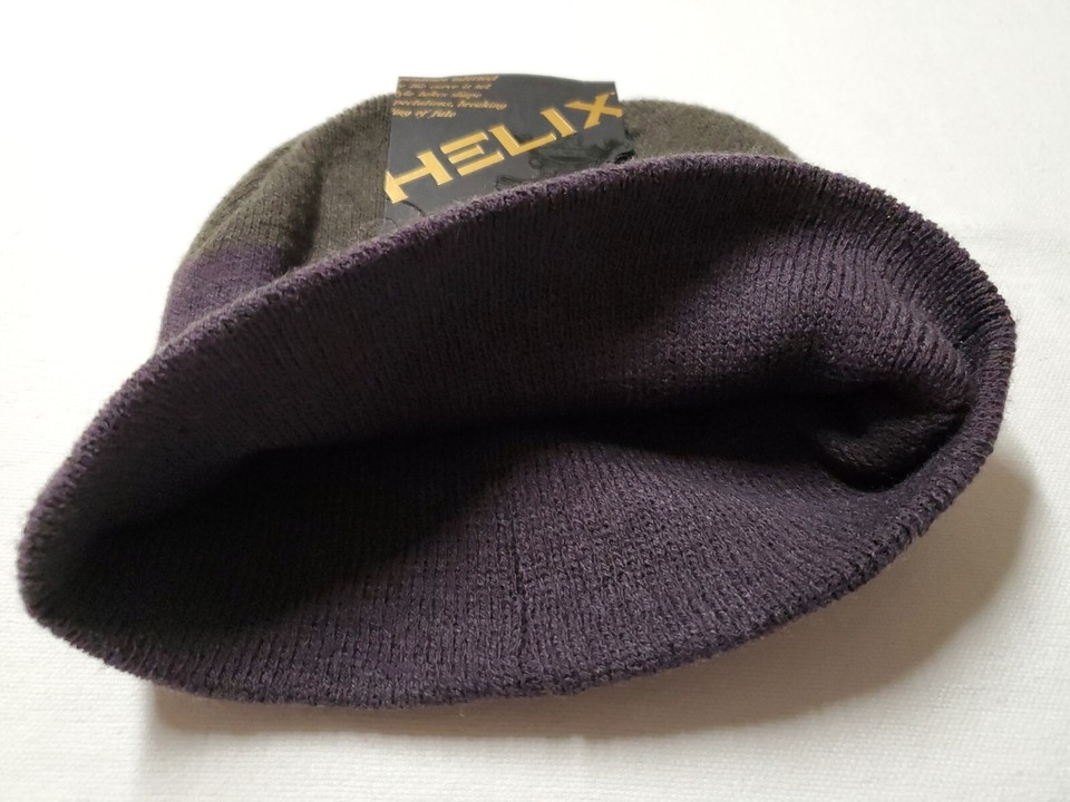 Helix Knit Beanie Hat Purple & Grey NWT | eBay