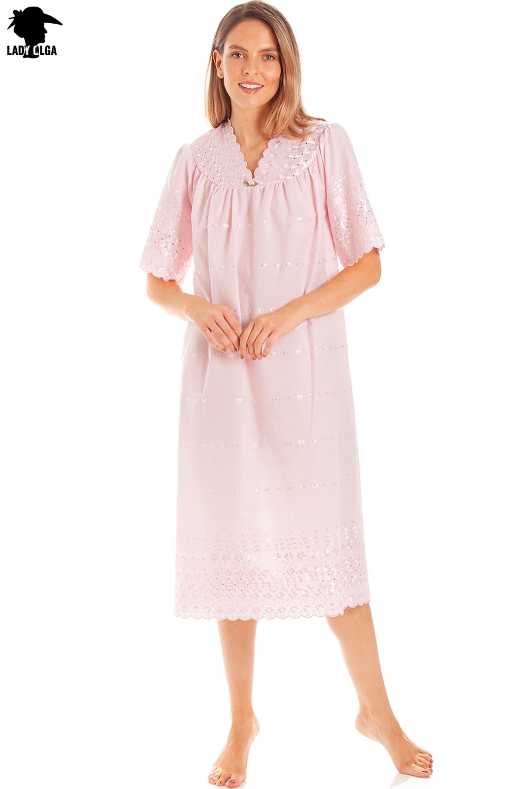 Womens Ladies V Neck Embroidery Anglaise Nightdress Nightie By Lady ...