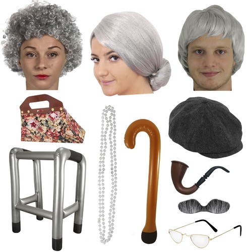 GRANNY GRANDAD FANCY DRESS OLD PERSON MAN WOMAN COSTUME ACCESSORIES HEN ...