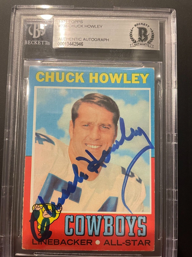 Chuck Howley Signed 1971 Topps Card Football HOF Dallas Cowboys Beckett ...