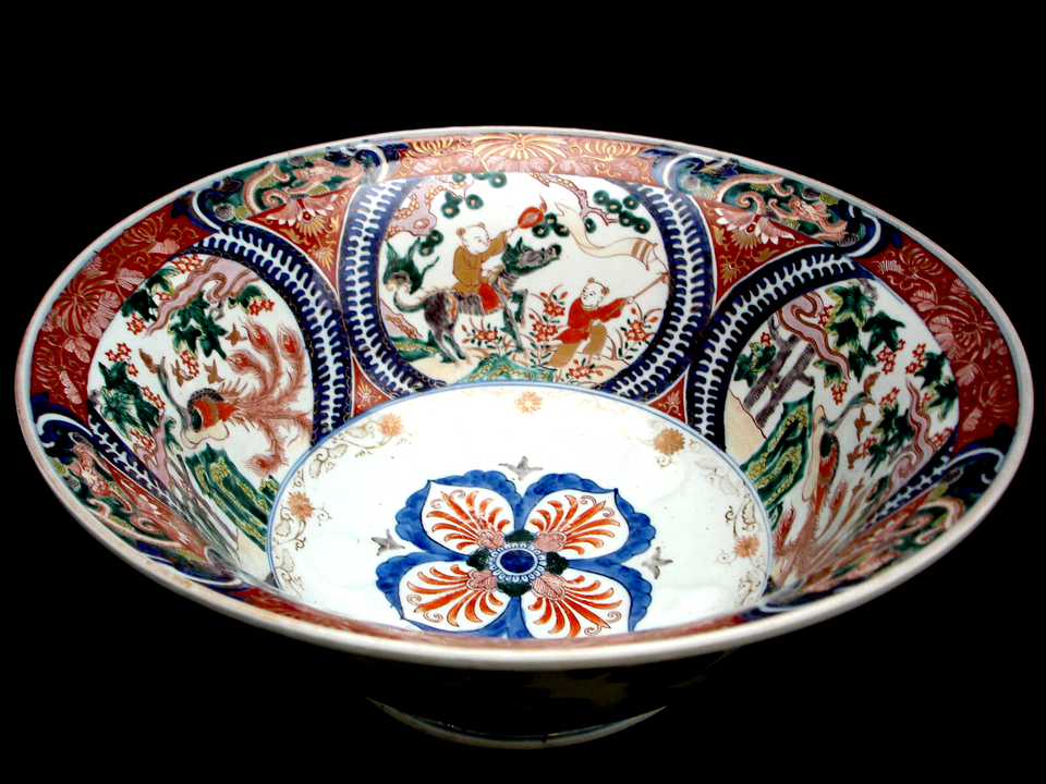 17 1/4" D SYMBOL MARK JAPANESE EDO PERIOD IMARI BOWL | eBay