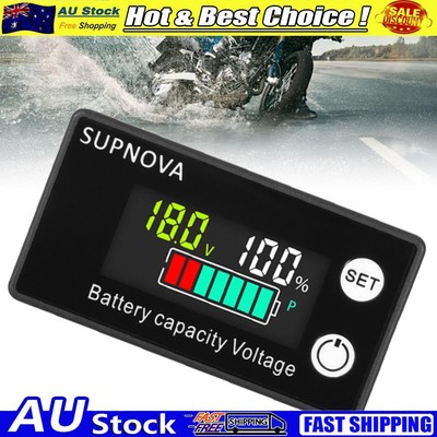 Battery Capacity Indicator DC 8-100V Digital Voltage Gauge (Alarm Temp ...