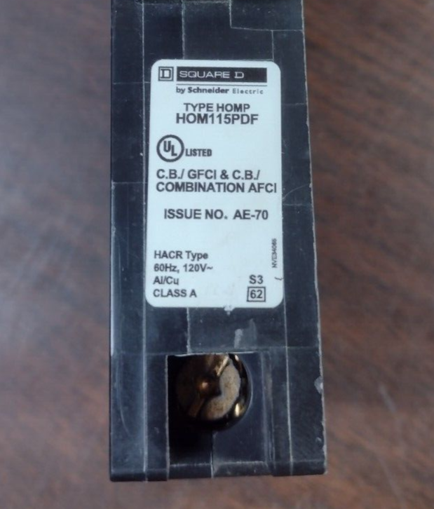 SQUARE D HOM115PDF DUAL FUNCTION CIRCUIT BREAKER 15 AMP 1-POLE AFCI ...