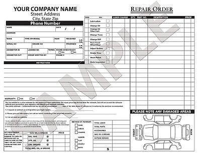 100 Custom Car Invoice / Estimate / Quote / Carbonless Form / Repair ...