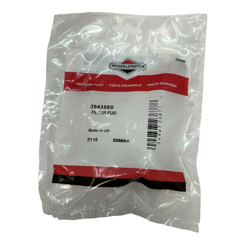 GENUINE OEM BRIGGS & STRATTON PART #394358S FUEL FILTER 75 MICRON ...