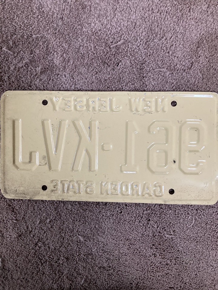 Expired 1970s New Jersey Beige License Plate - 961 KVJ - Nice! | eBay