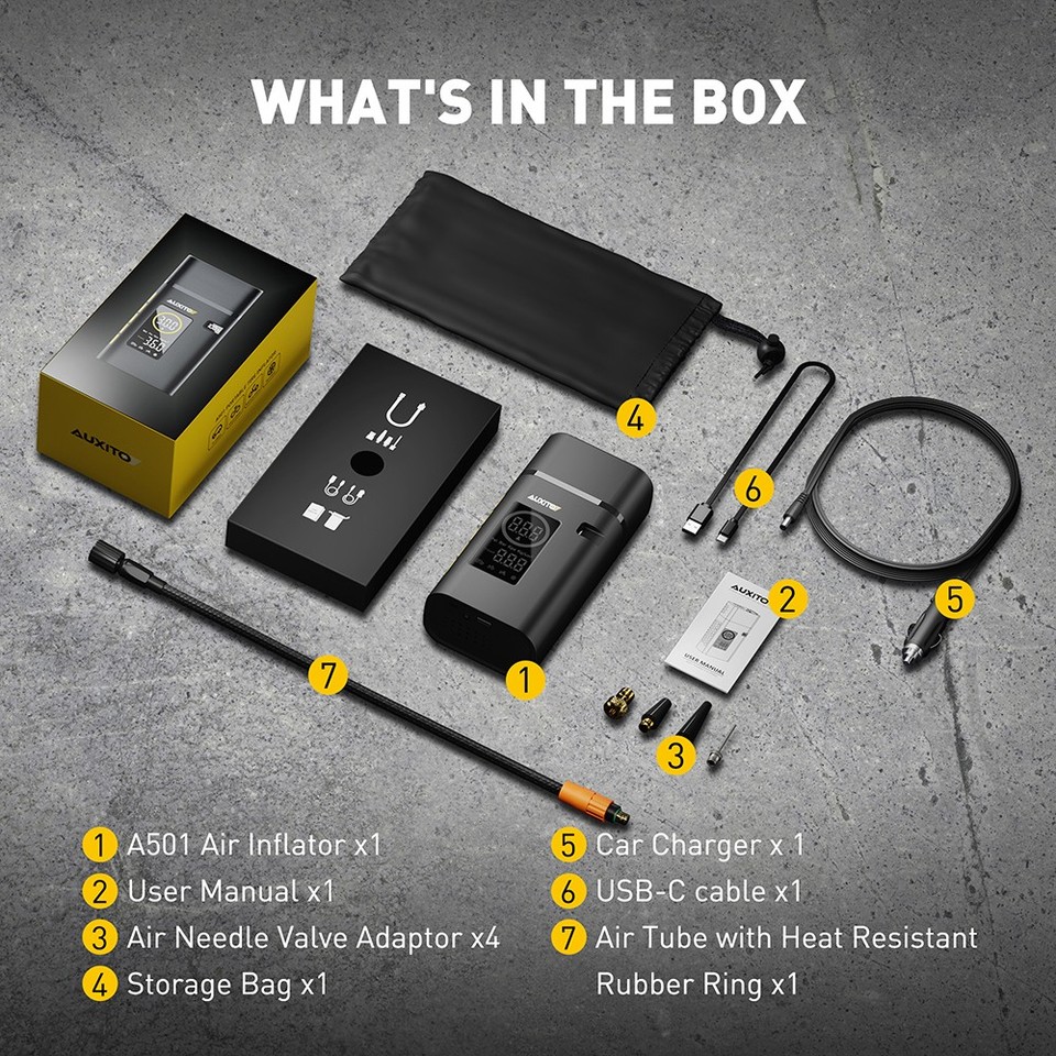 AUXITO Tire Inflator Portable Air Compressor - Cordless Air Pump for ...