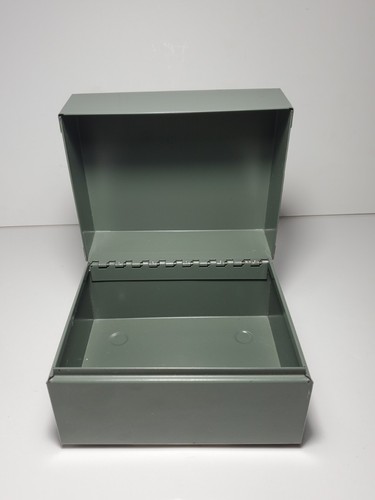 Vintage Green Metal File Index Box Recipe Card Holder | eBay