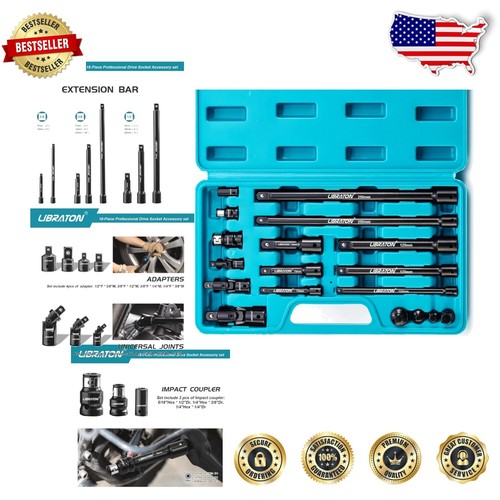 18PC Socket Extension Set - Versatile Ratchet & Impact Accessories for ...